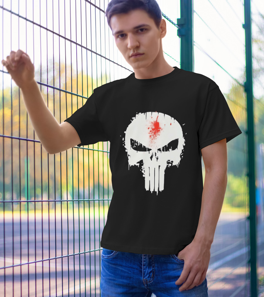 Punisher Skull Bleeding Head Shot T-Shirt