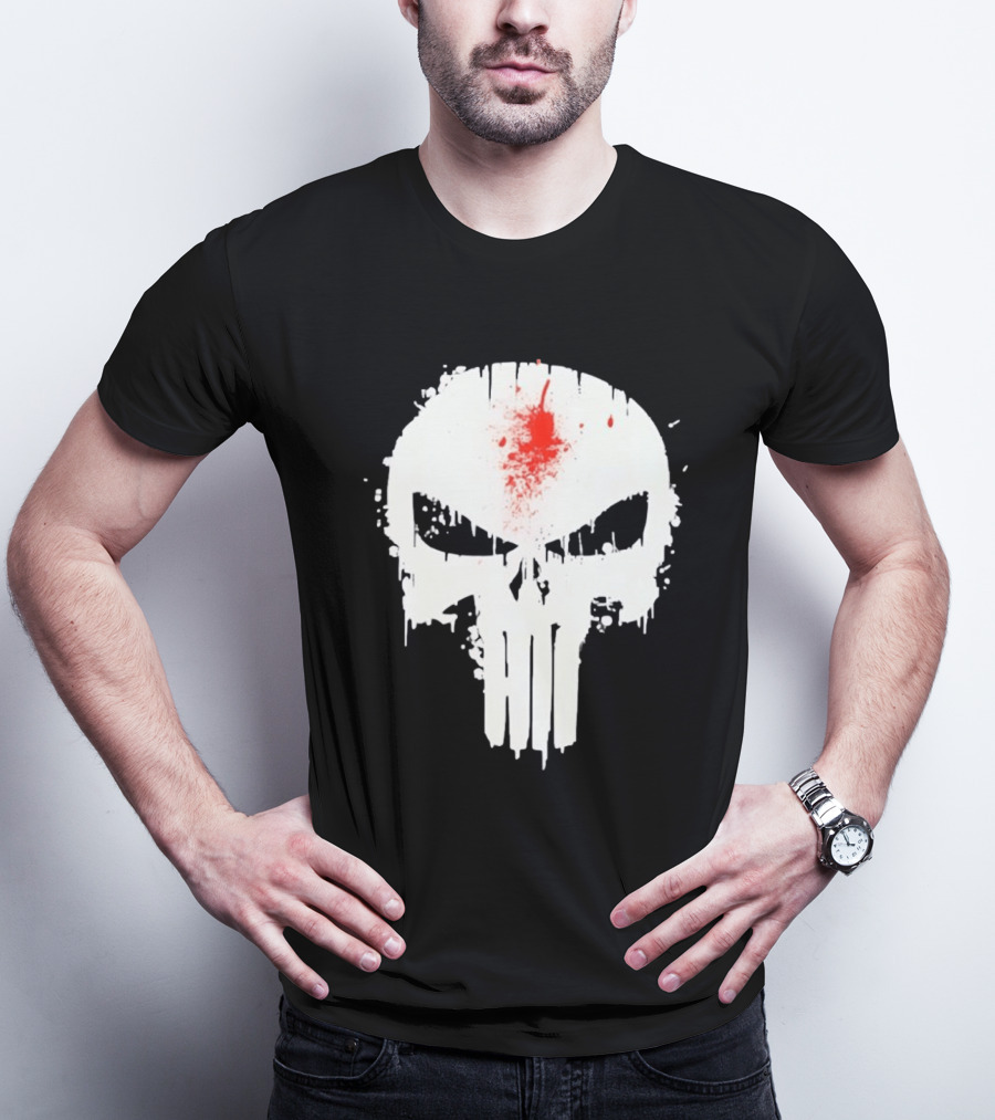 Punisher Skull Bleeding Head Shot T-Shirt