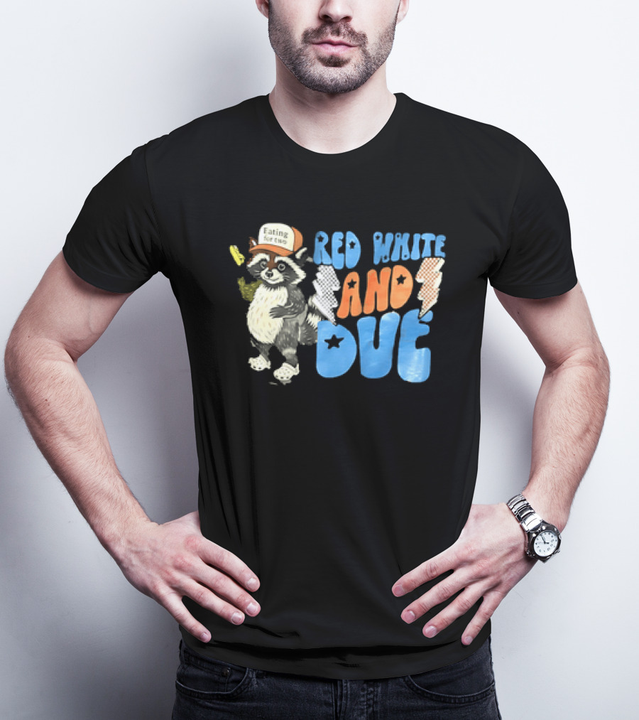 Red White And Due Raccoon Eating For Two T-Shirt