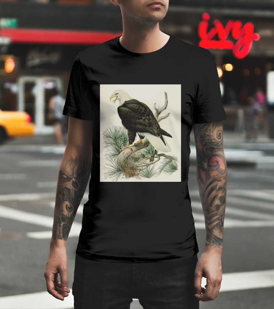 Roger Tory Peterson Bald Eagle Illustration On Stone Background 2026 T-Shirt
