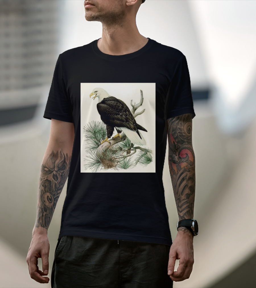 Roger Tory Peterson Bald Eagle Illustration On Stone Background 2026 T-Shirt