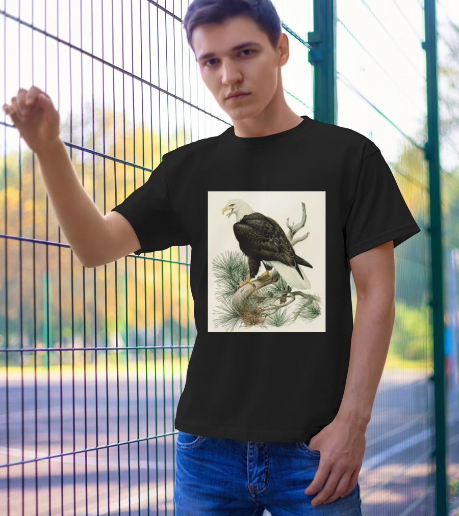 Roger Tory Peterson Bald Eagle Illustration On Stone Background 2026 T-Shirt