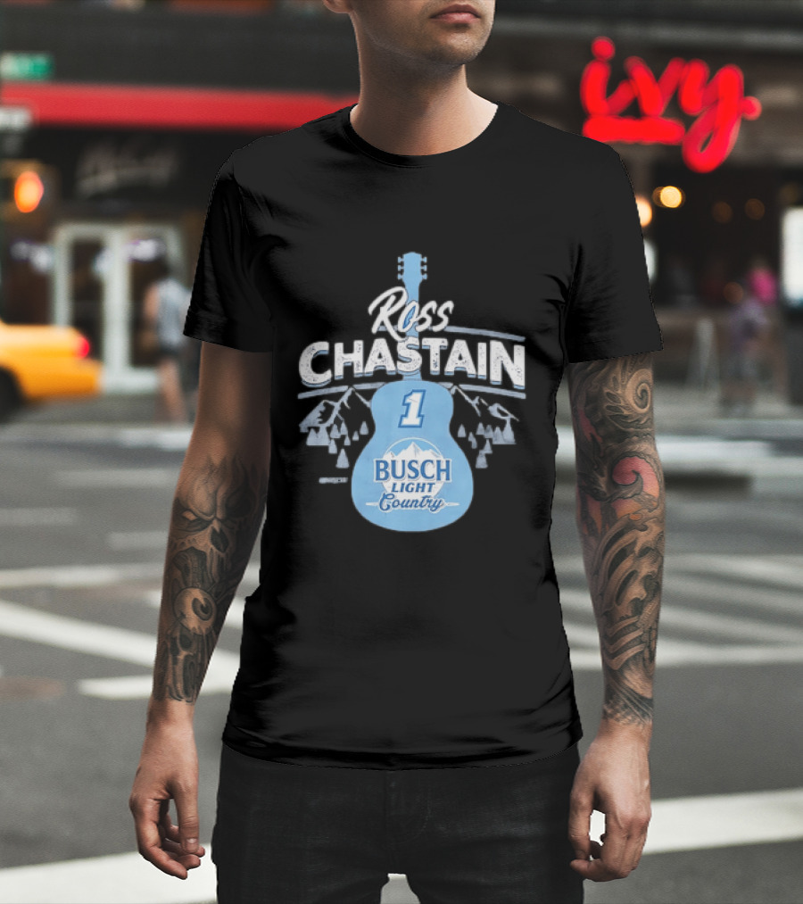 Ross Chastain No 1 Busch Light Country Guitar T-Shirt