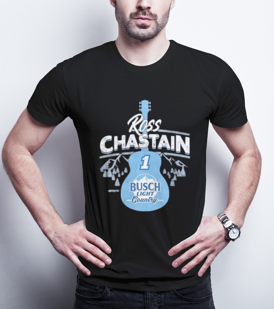 Ross Chastain No 1 Busch Light Country Guitar T-Shirt