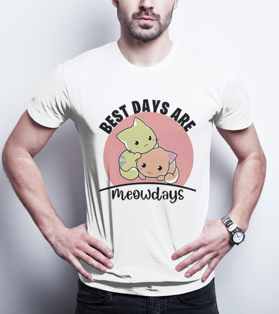 Best Days Are Meowdays Cute Cartoon Cats Hugging T-Shirt