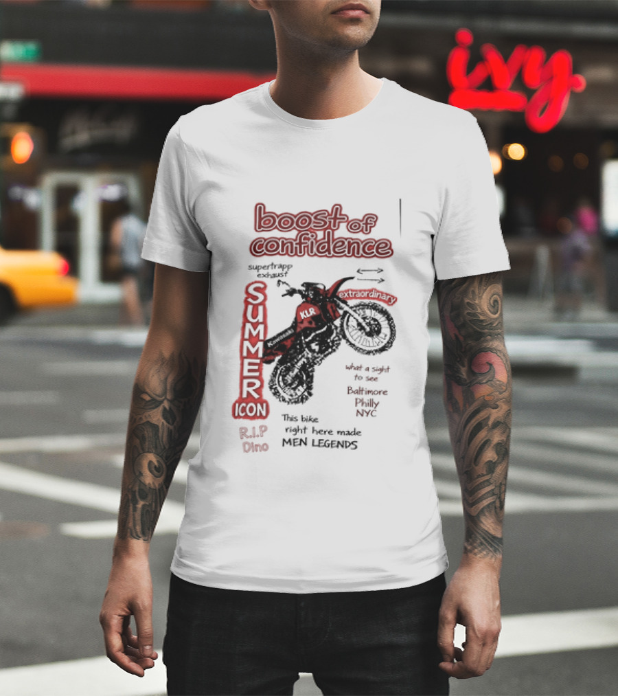 Boost Of Confidence Kawasaki KLR Summer Icon RIP Dino Men Legends T-Shirt
