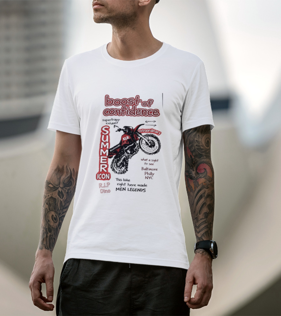 Boost Of Confidence Kawasaki KLR Summer Icon RIP Dino Men Legends T-Shirt