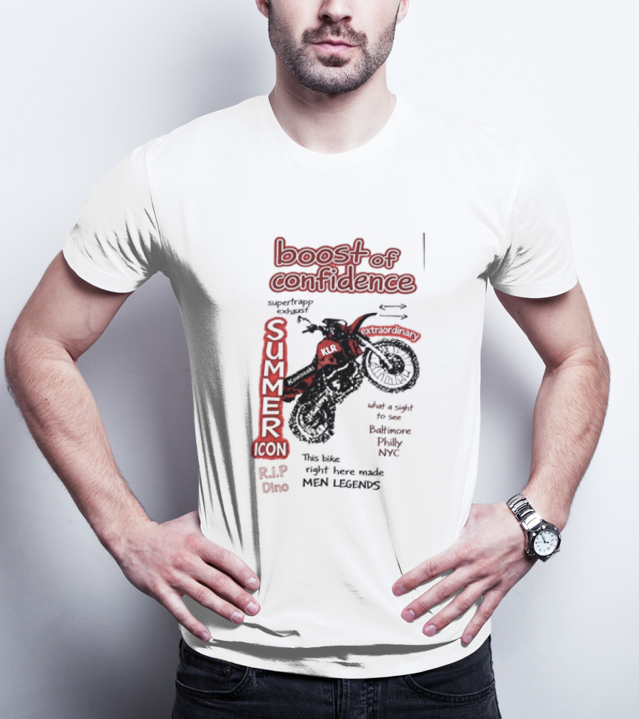 Boost Of Confidence Kawasaki KLR Summer Icon RIP Dino Men Legends T-Shirt