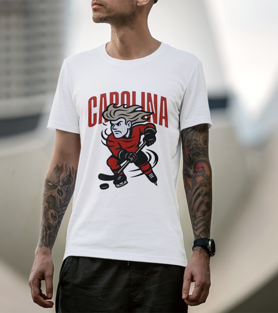 Carolina Hockey Action Figure Skating Puck Player T-Shirt