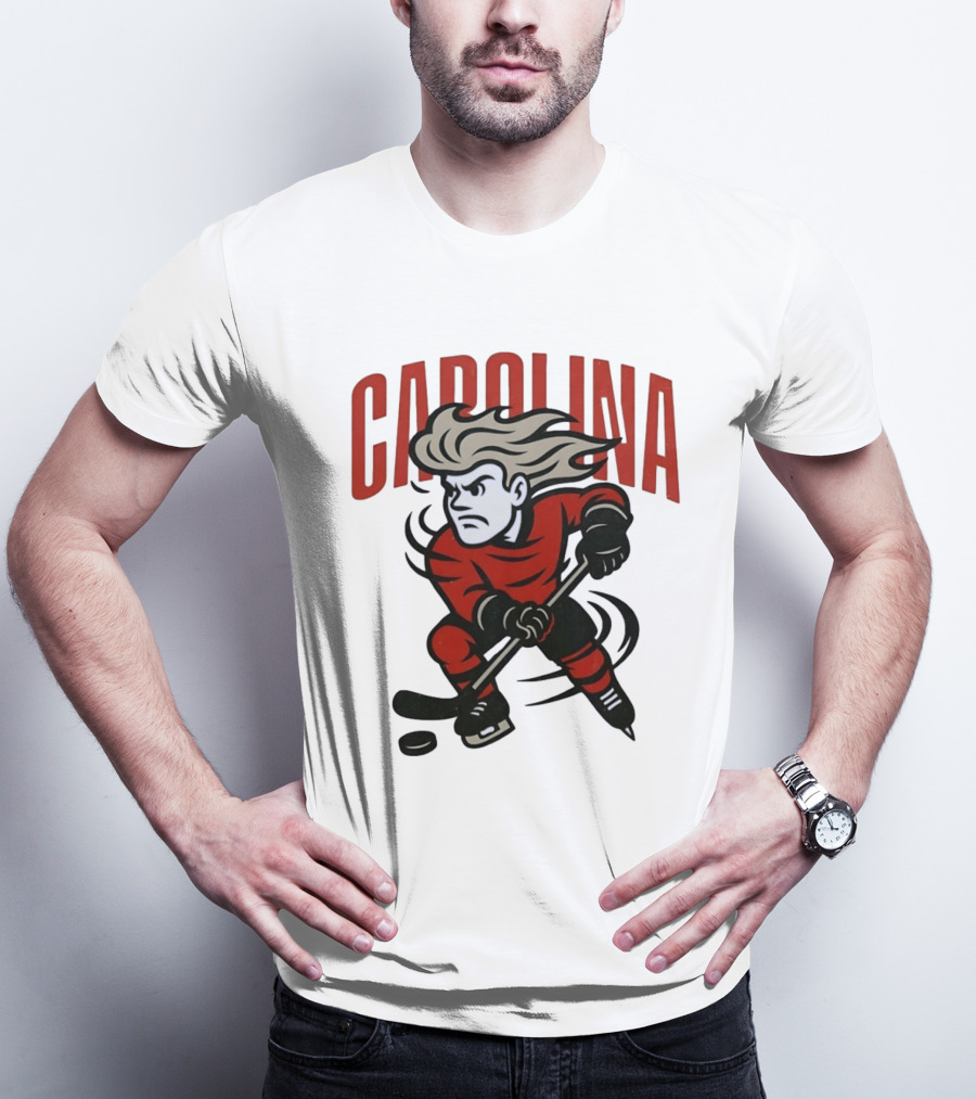 Carolina Hockey Action Figure Skating Puck Player T-Shirt