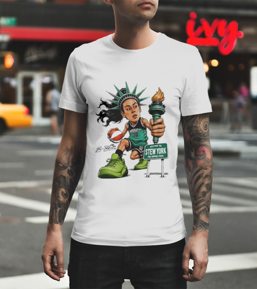 New York Liberty Breanna Stewart Stew York Torch Statue Basketball T-Shirt