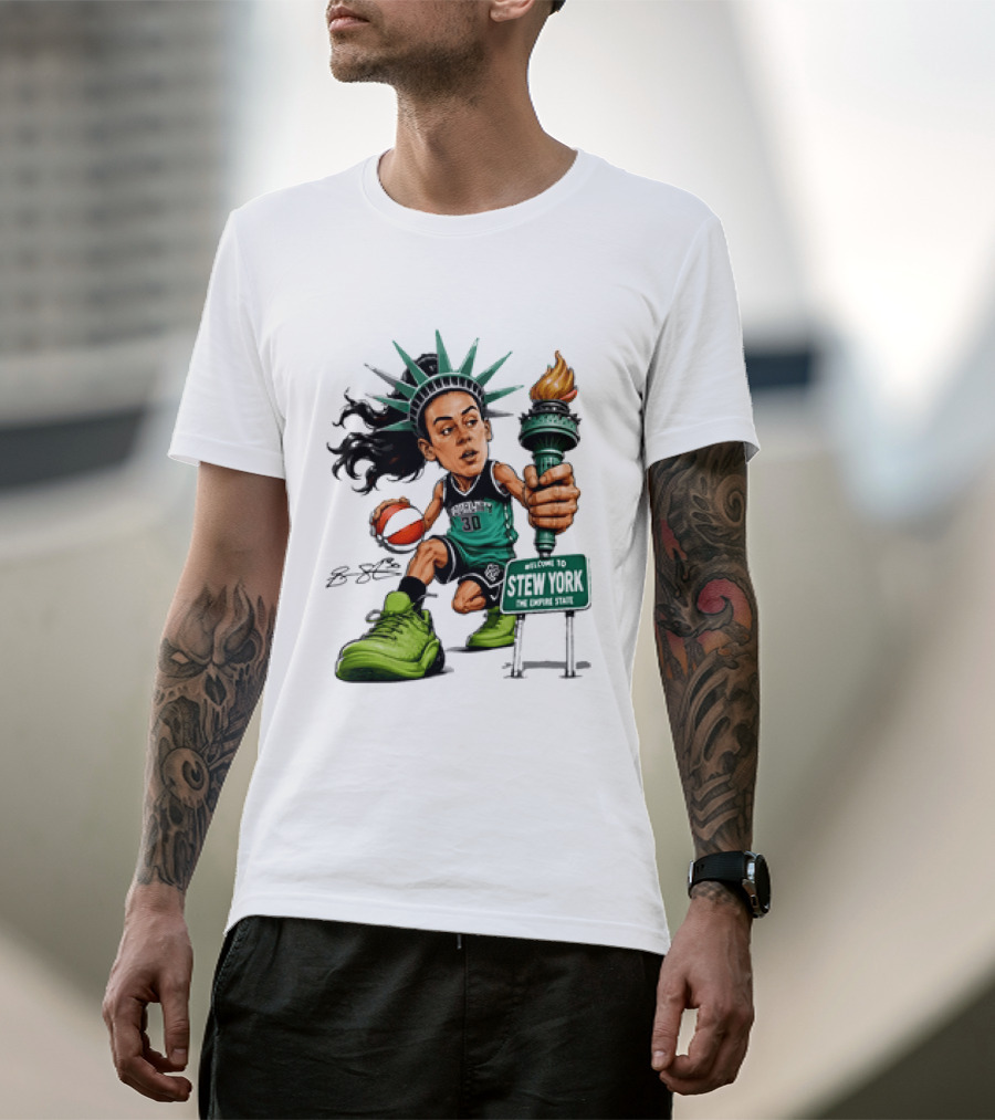 New York Liberty Breanna Stewart Stew York Torch Statue Basketball T-Shirt