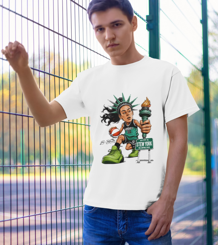 New York Liberty Breanna Stewart Stew York Torch Statue Basketball T-Shirt