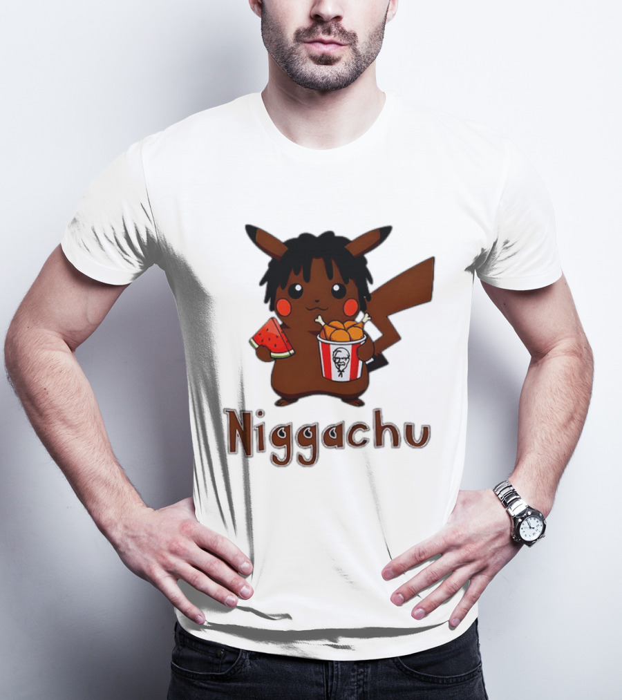 Niggachu Pikachu With Fried Chicken And Watermelon T-Shirt