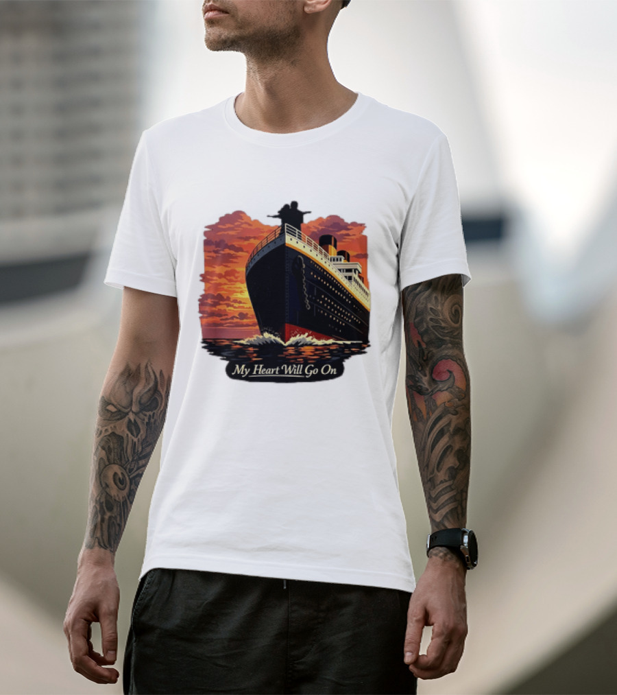 Titanic Sunset Scene My Heart Will Go On Jack And Rose T-Shirt