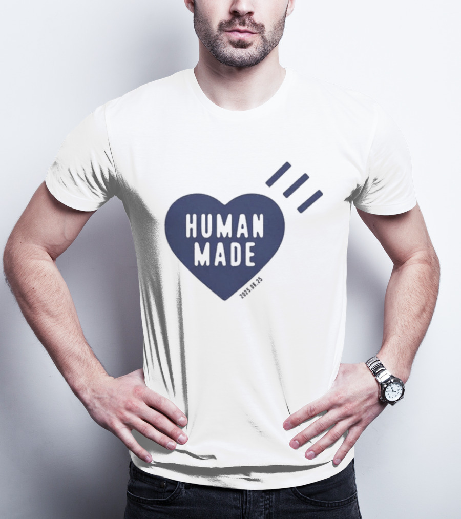 Daily Human Made Heart Motif With Three Stripes And Dry Alls T-Shirt
