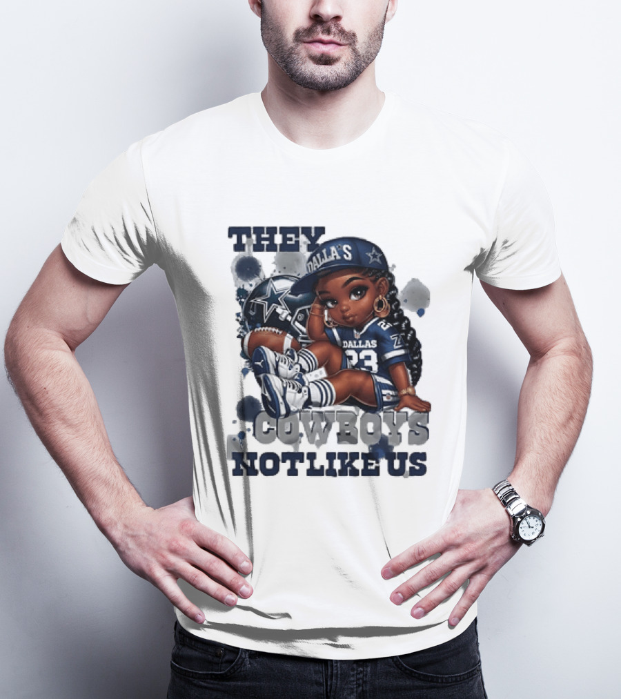 Dallas Cowboys They Not Like Us Black Girl 23 Jersey Football Fan T-Shirt