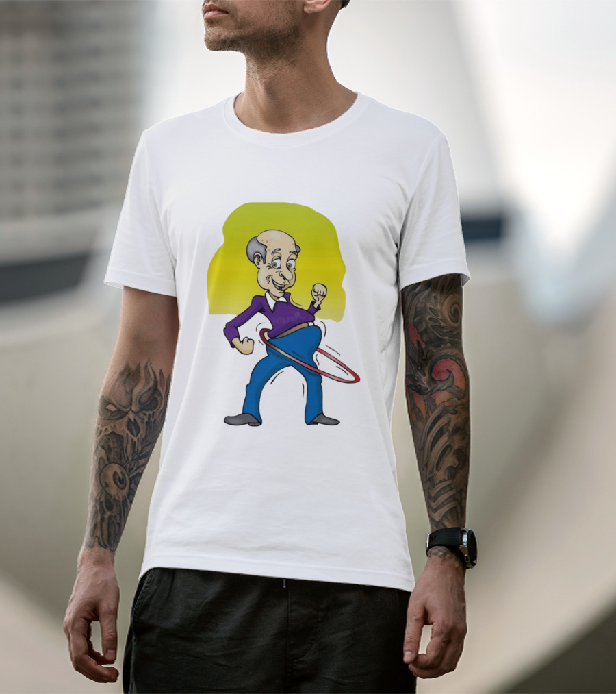 Elderly Man Hula Hooping Joyfully With Fist Pump T-Shirt