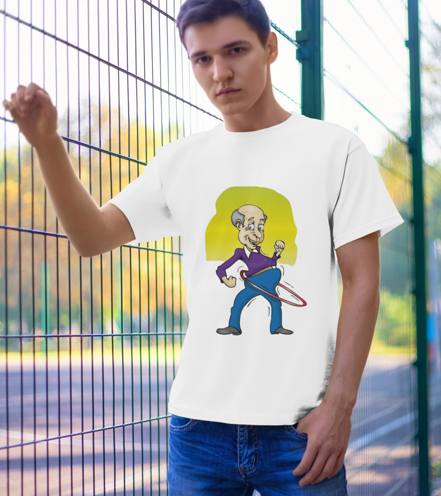 Elderly Man Hula Hooping Joyfully With Fist Pump T-Shirt