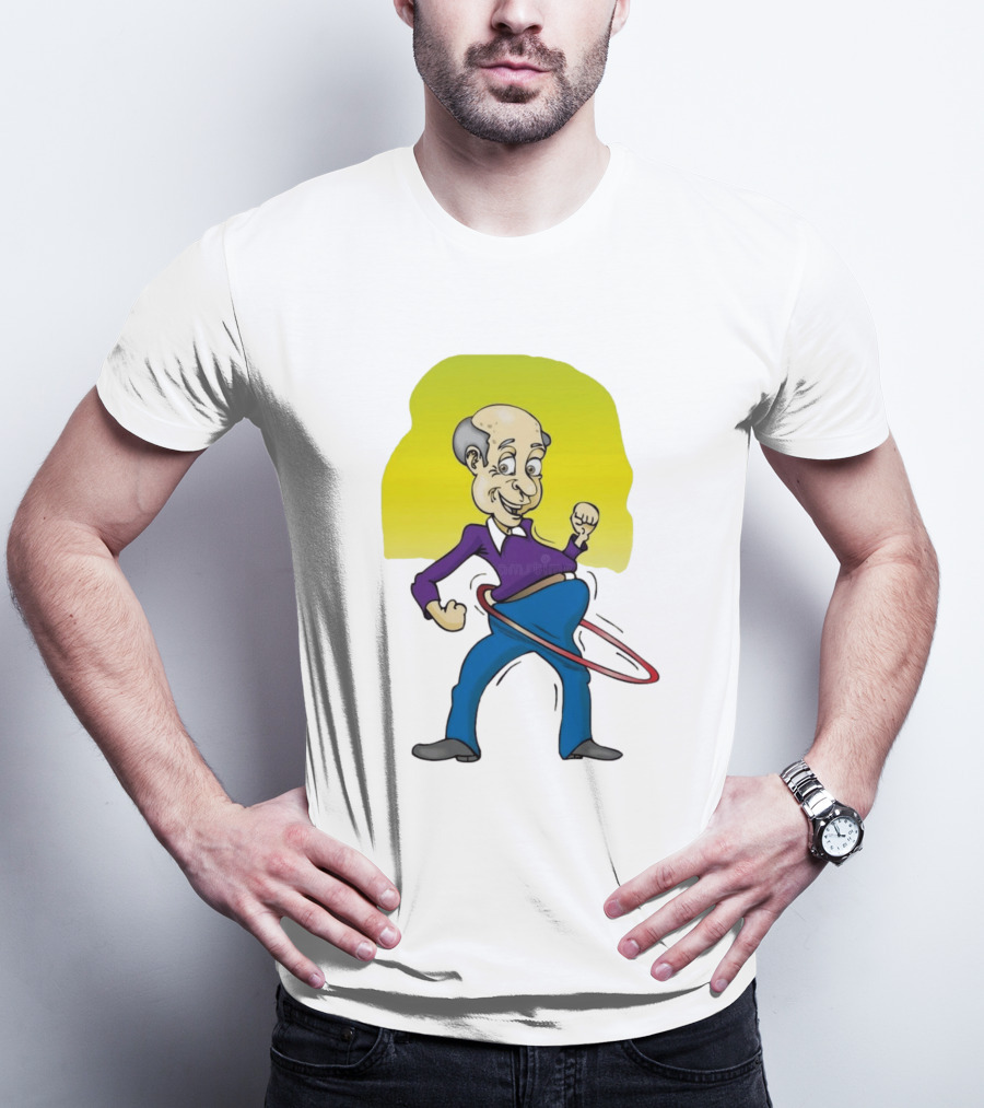 Elderly Man Hula Hooping Joyfully With Fist Pump T-Shirt