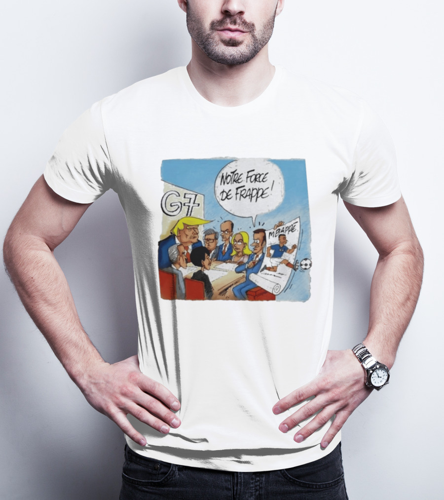 G7 Notre Force De Frappe Mbappe Cartoon Conference Scene T-Shirt