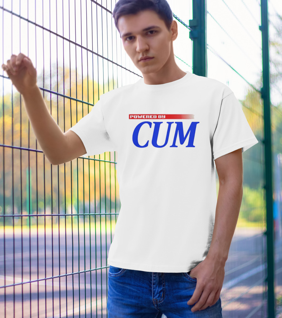 Powered By Cum Blue T-Shirt