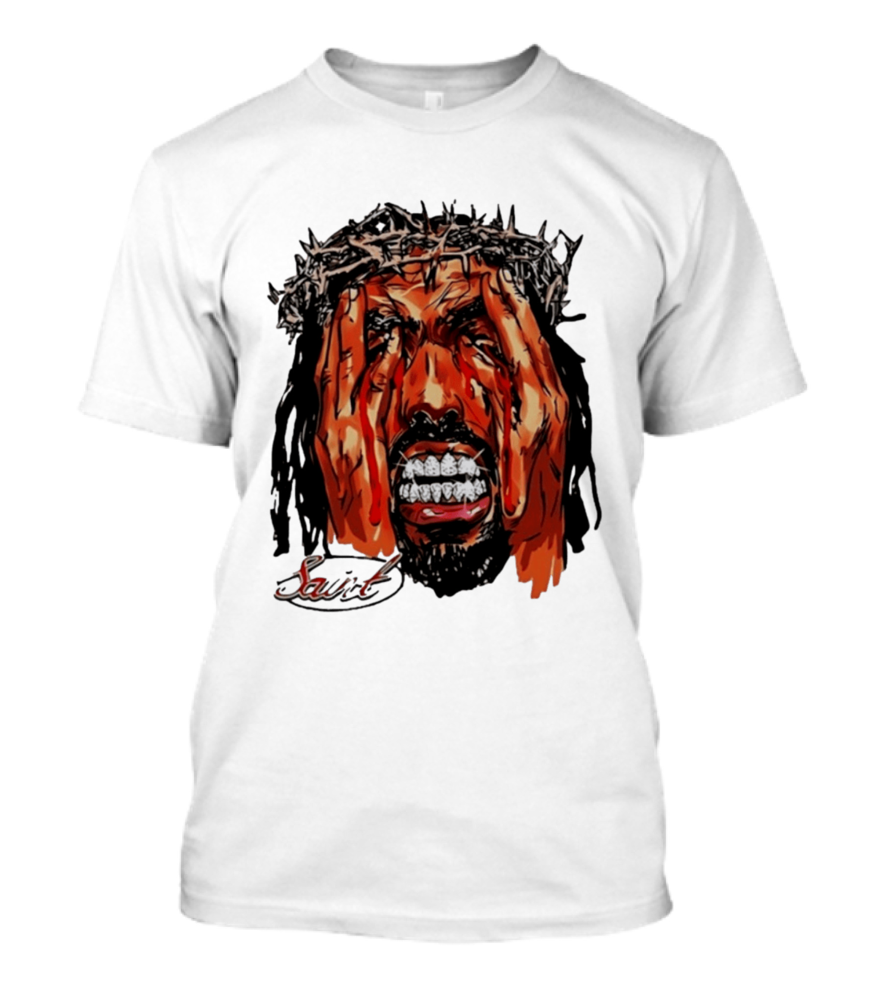 Saint Jesus Crown Of Thorns Diamond Grillz T-Shirt