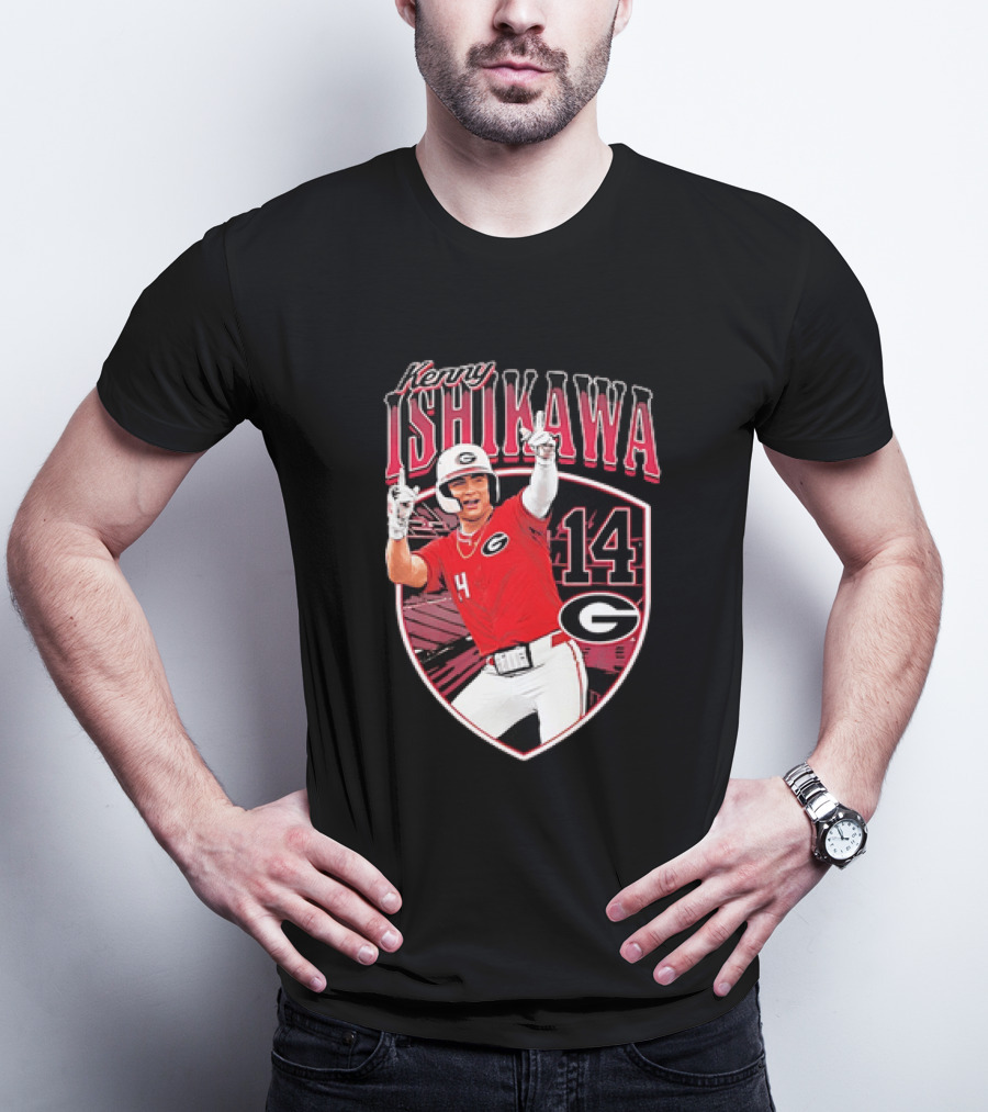 Kenny Ishikawa Georgia Bulldogs 14 Action Pose T-Shirt