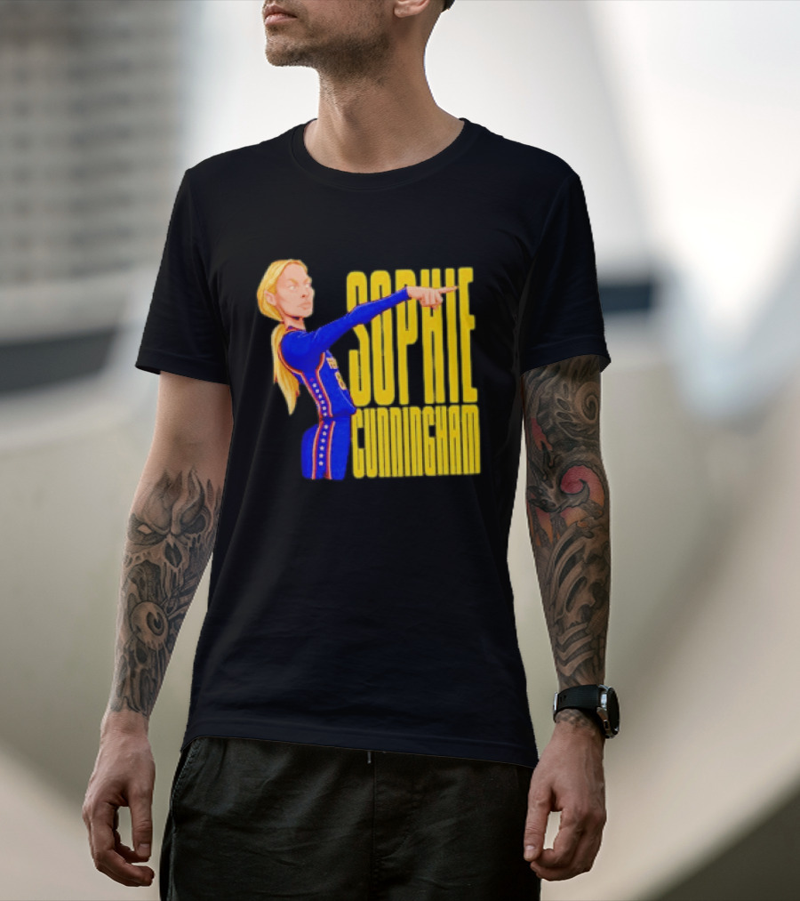Sophie Cunningham Cartoon Indiana Fever Pointing T-Shirt