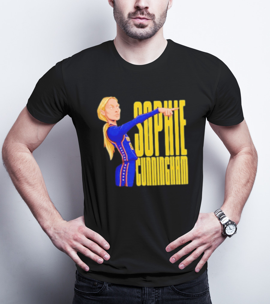 Sophie Cunningham Cartoon Indiana Fever Pointing T-Shirt