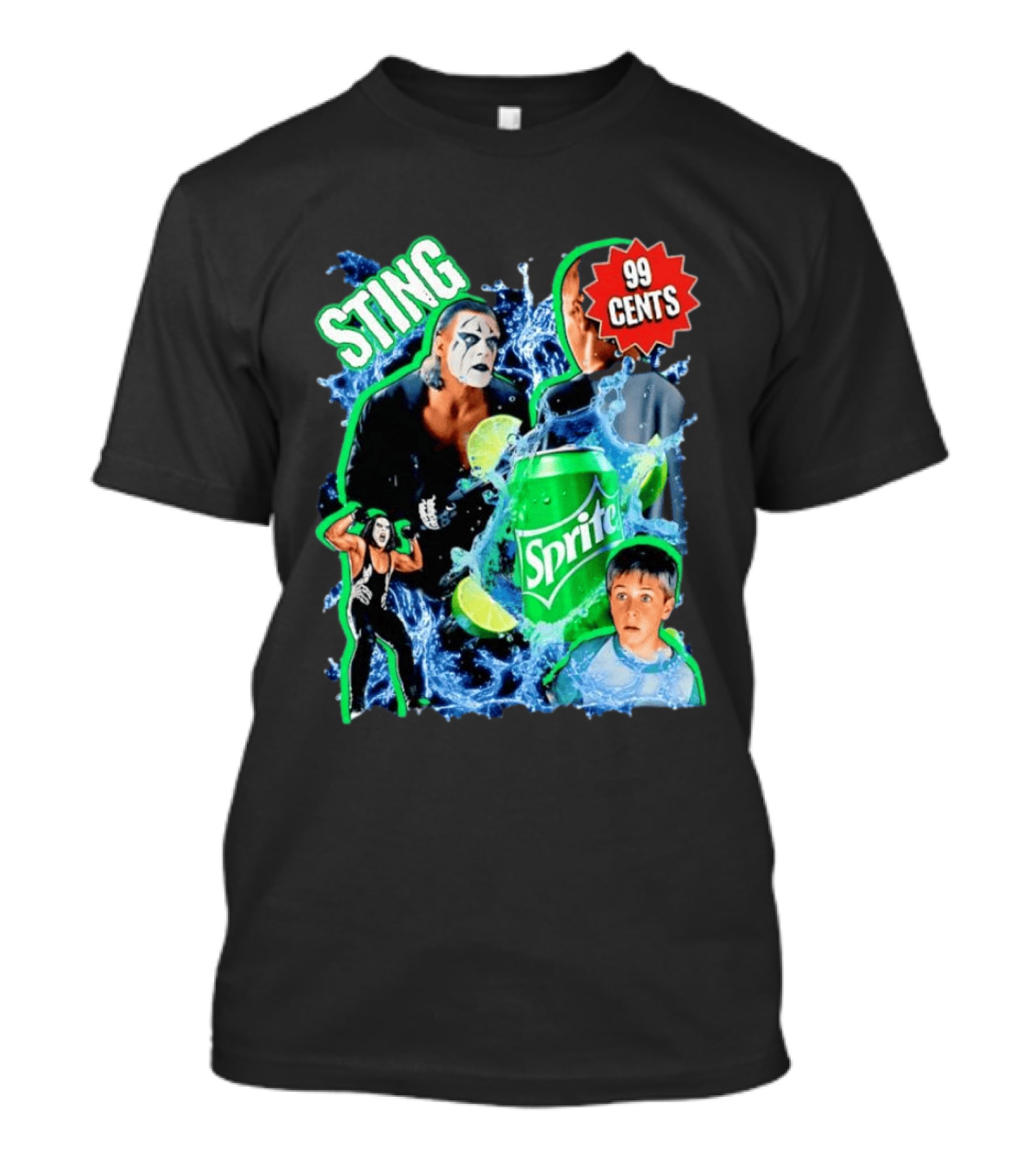 Sting WCW Sprite 99 Cents Lime Water Splash Wrestling T-Shirt