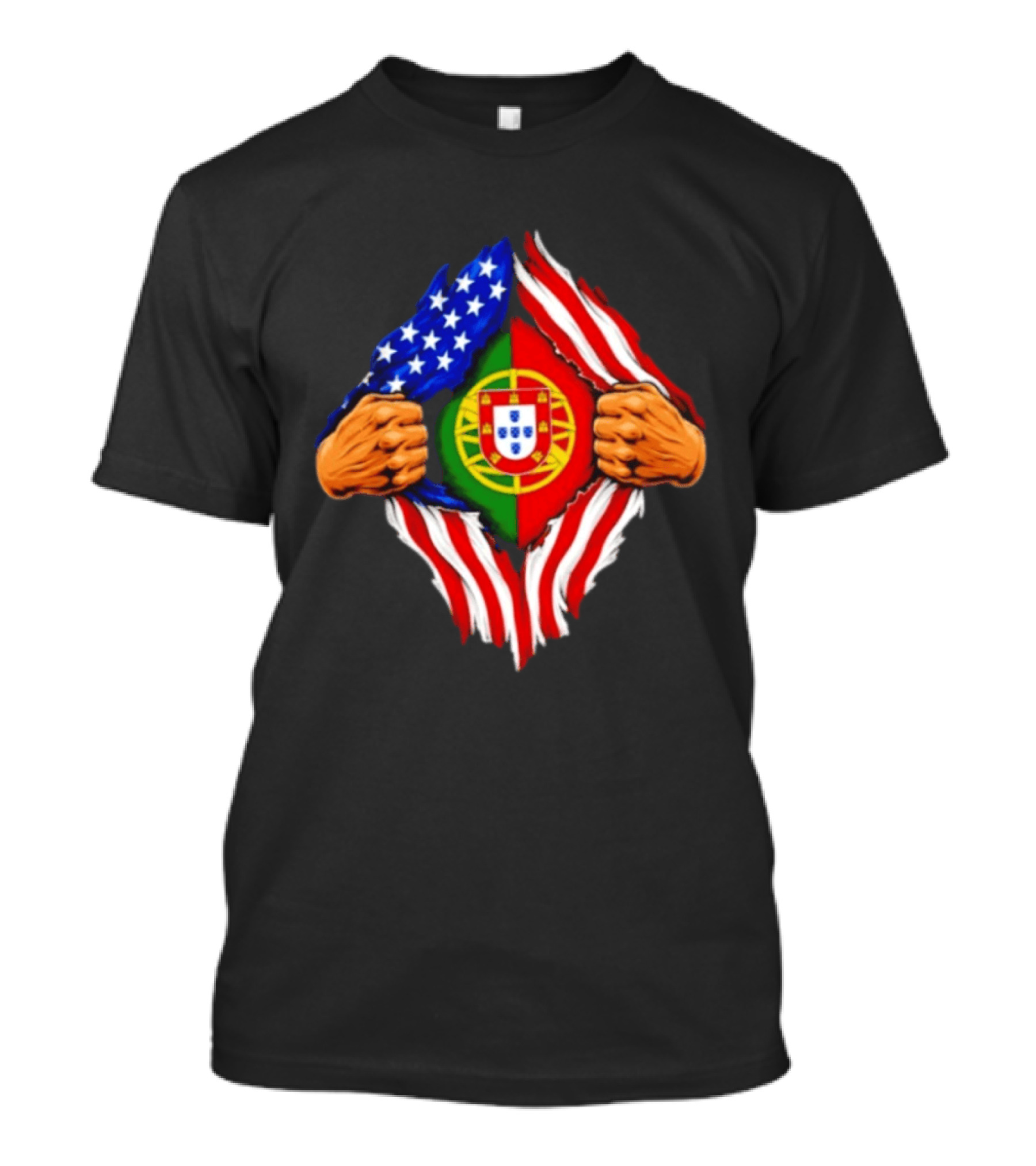 Super Hero American Portuguese Pride Combo Flag T-Shirt
