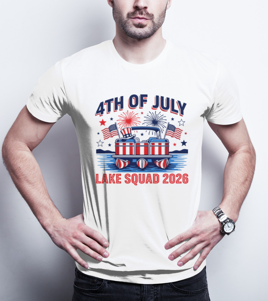 4th Of July Lake Squad 2026 Patriotic Pontoon Boat T-Shirt