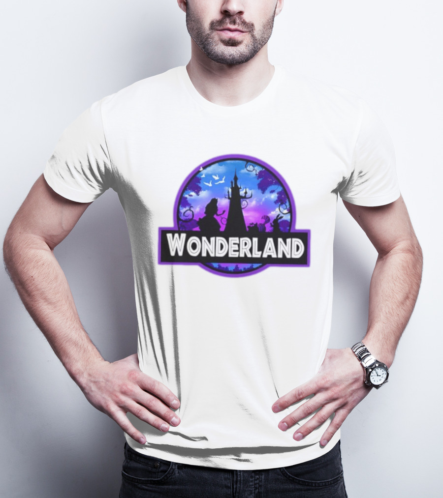 Alice Cheshire Cat White Rabbit Wonderland Disney Fantasy Adventure Movie T-Shirt