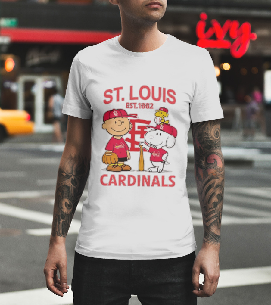 St. Louis Cardinals Est 1882 Charlie Brown Snoopy Woodstock MLB T-Shirt