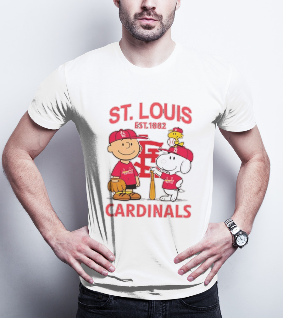 St. Louis Cardinals Est 1882 Charlie Brown Snoopy Woodstock MLB T-Shirt