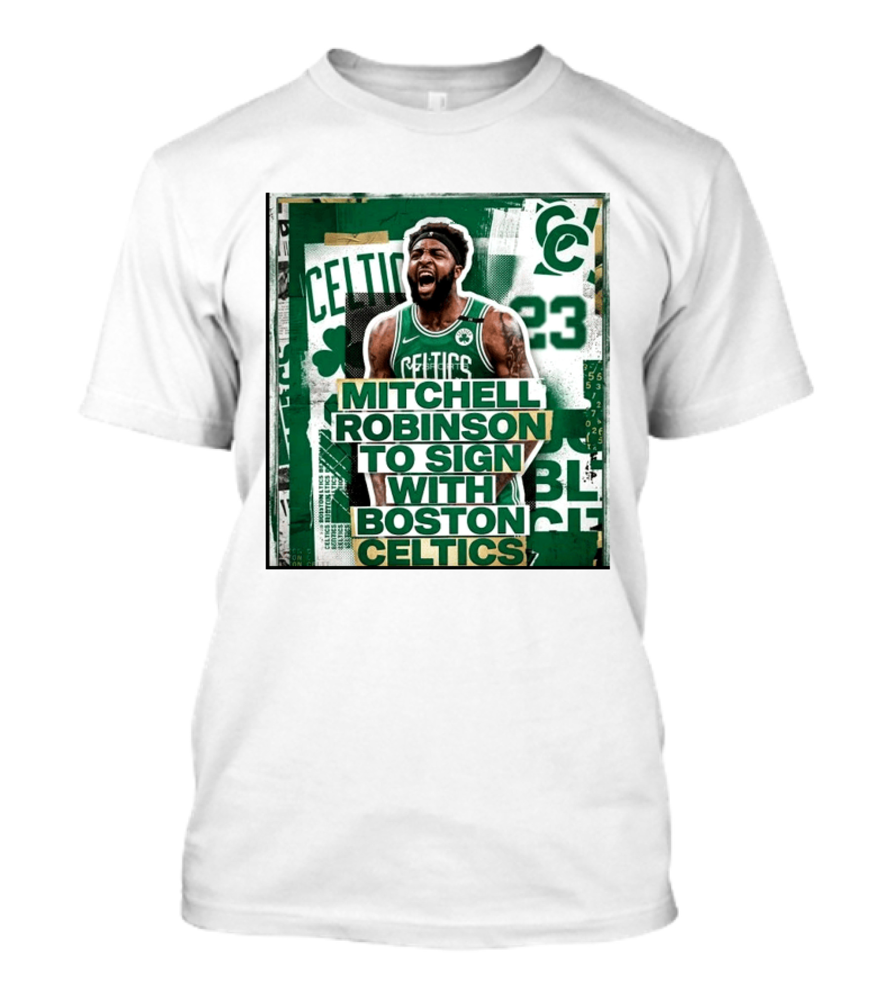 Mitchell Robinson Boston Celtics Signing Announcement Celtics Basketball Sports News T-Shirt