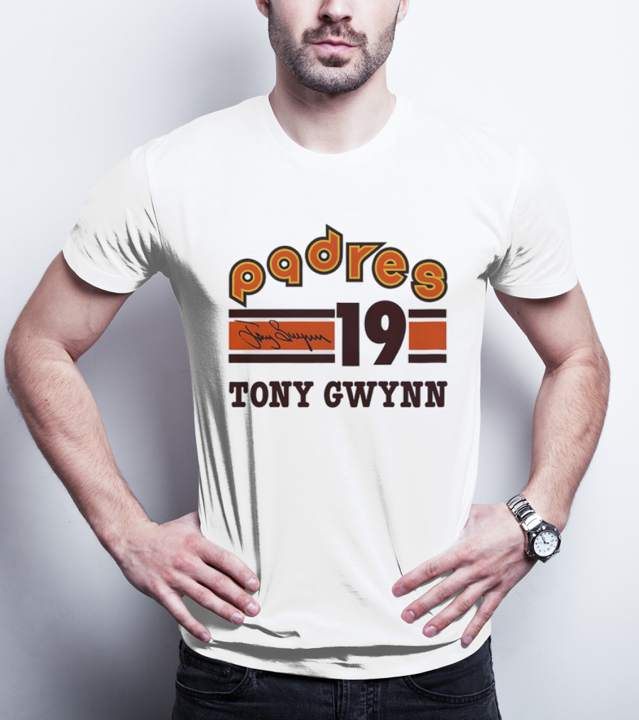 Padres 19 Tony Gwynn Signature T-Shirt