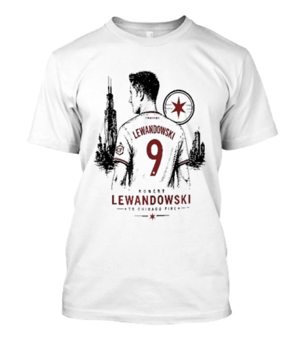 Robert Lewandowski Number 9 Chicago Fire Soccer Transfer T-Shirt