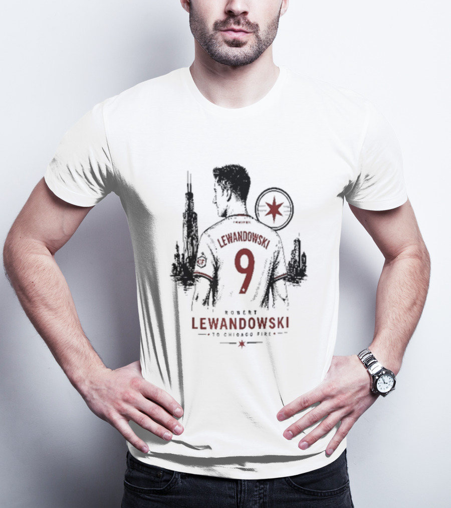 Robert Lewandowski Number 9 Chicago Fire Soccer Transfer T-Shirt
