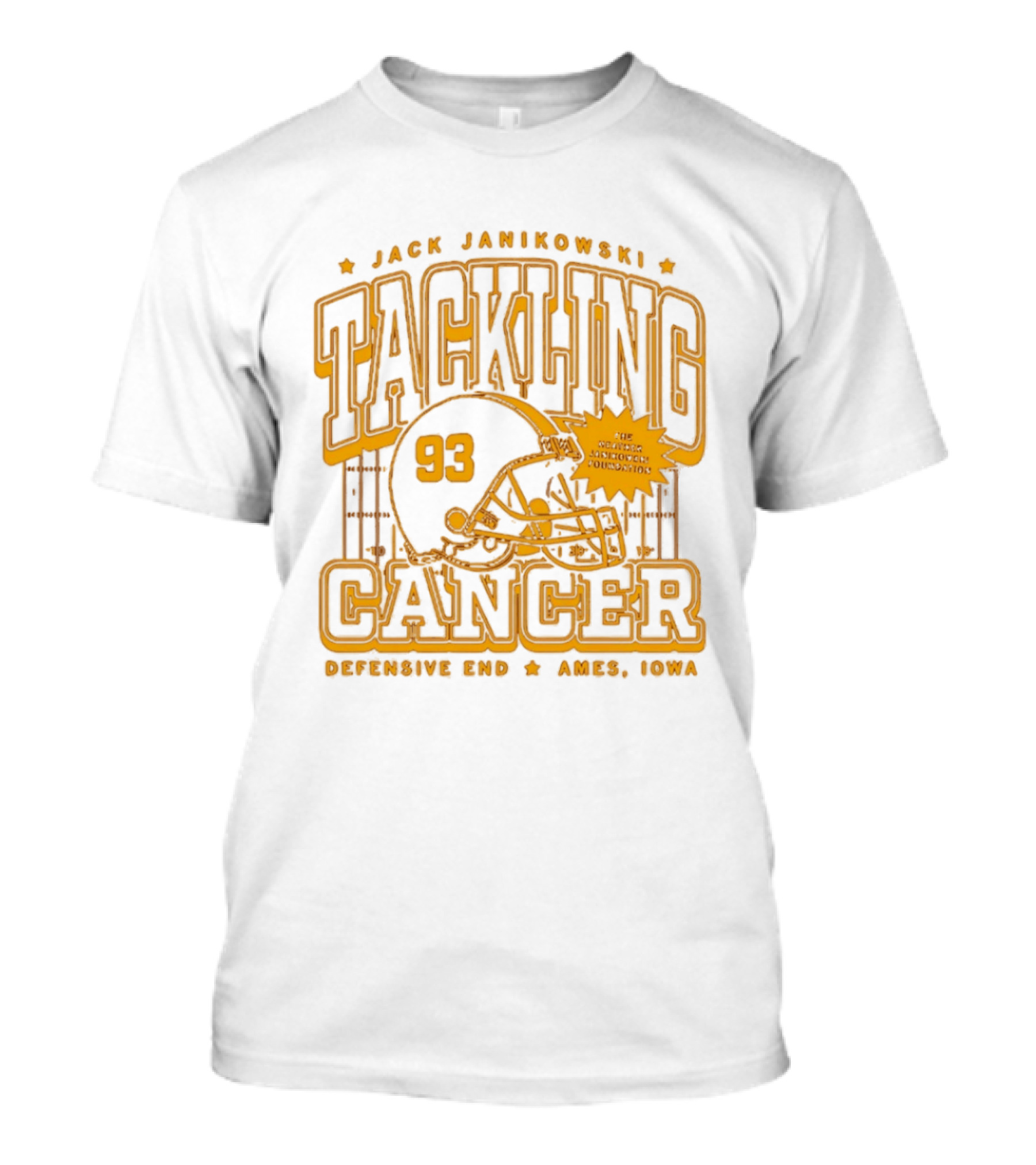 Jack Janikowski Tackling Cancer Defensive End 93 Ames Iowa Schmidt Foundation T-Shirt