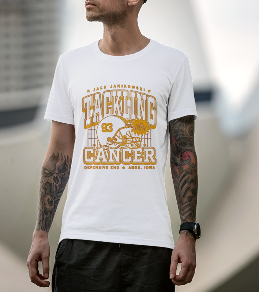 Jack Janikowski Tackling Cancer Defensive End 93 Ames Iowa Schmidt Foundation T-Shirt