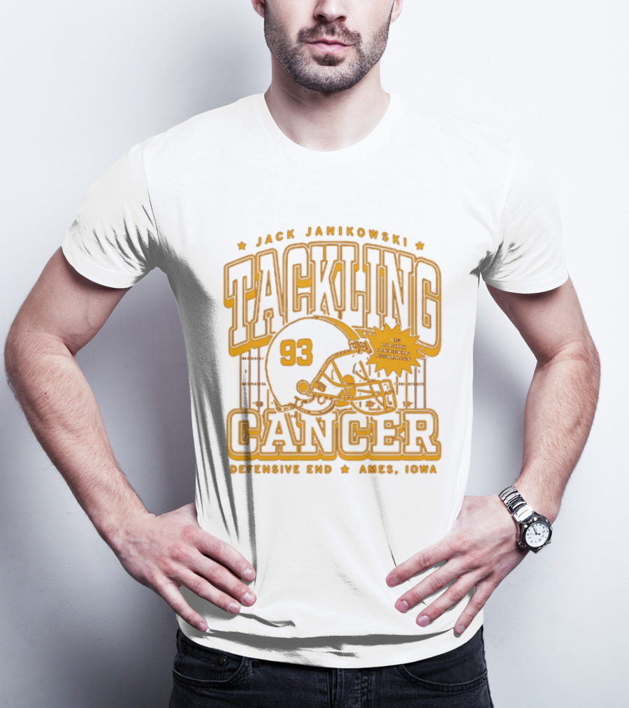 Jack Janikowski Tackling Cancer Defensive End 93 Ames Iowa Schmidt Foundation T-Shirt