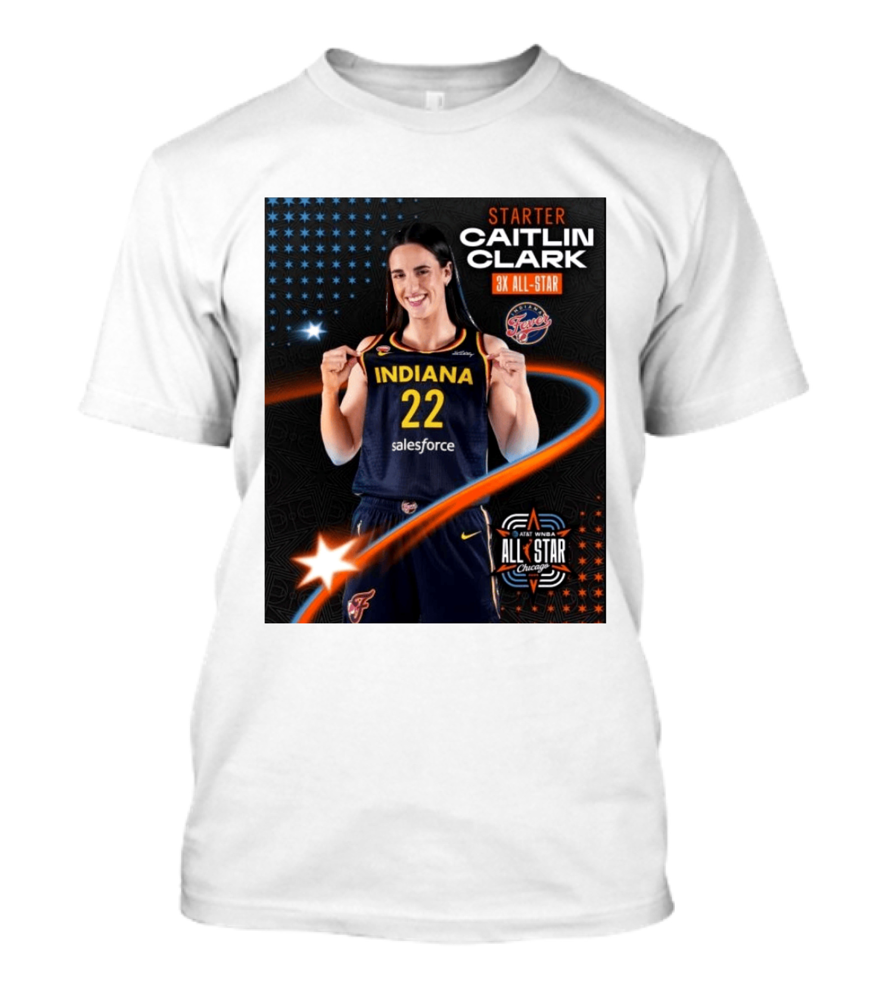 Starter Caitlin Clark Indiana 3X All Star Fever AT&T WNBA All Star Chicago T-Shirt