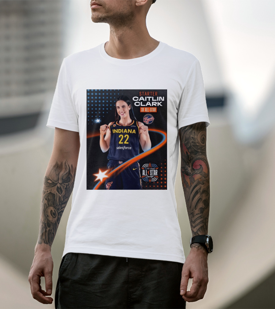 Starter Caitlin Clark Indiana 3X All Star Fever AT&T WNBA All Star Chicago T-Shirt