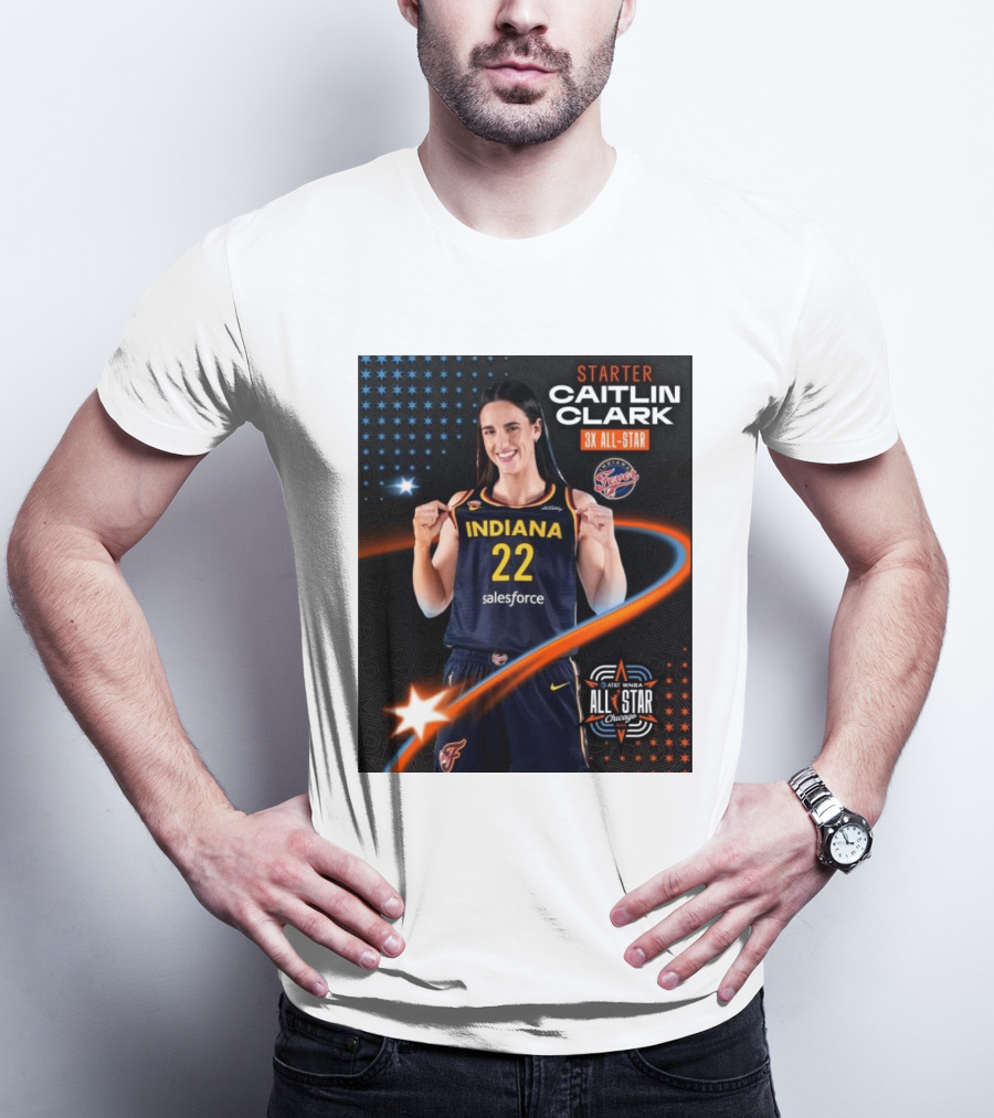 Starter Caitlin Clark Indiana 3X All Star Fever AT&T WNBA All Star Chicago T-Shirt
