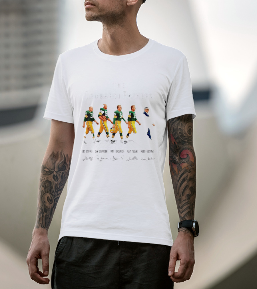 The Lombardi Packers Walking Jim Taylor Ray Nitschke Paul Hornung Bart Starr Vince Lombardi T-Shirt