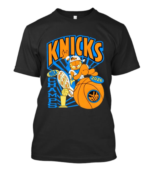 Knicks NBA Champs 2026 Orange Cat Basketball T-Shirt