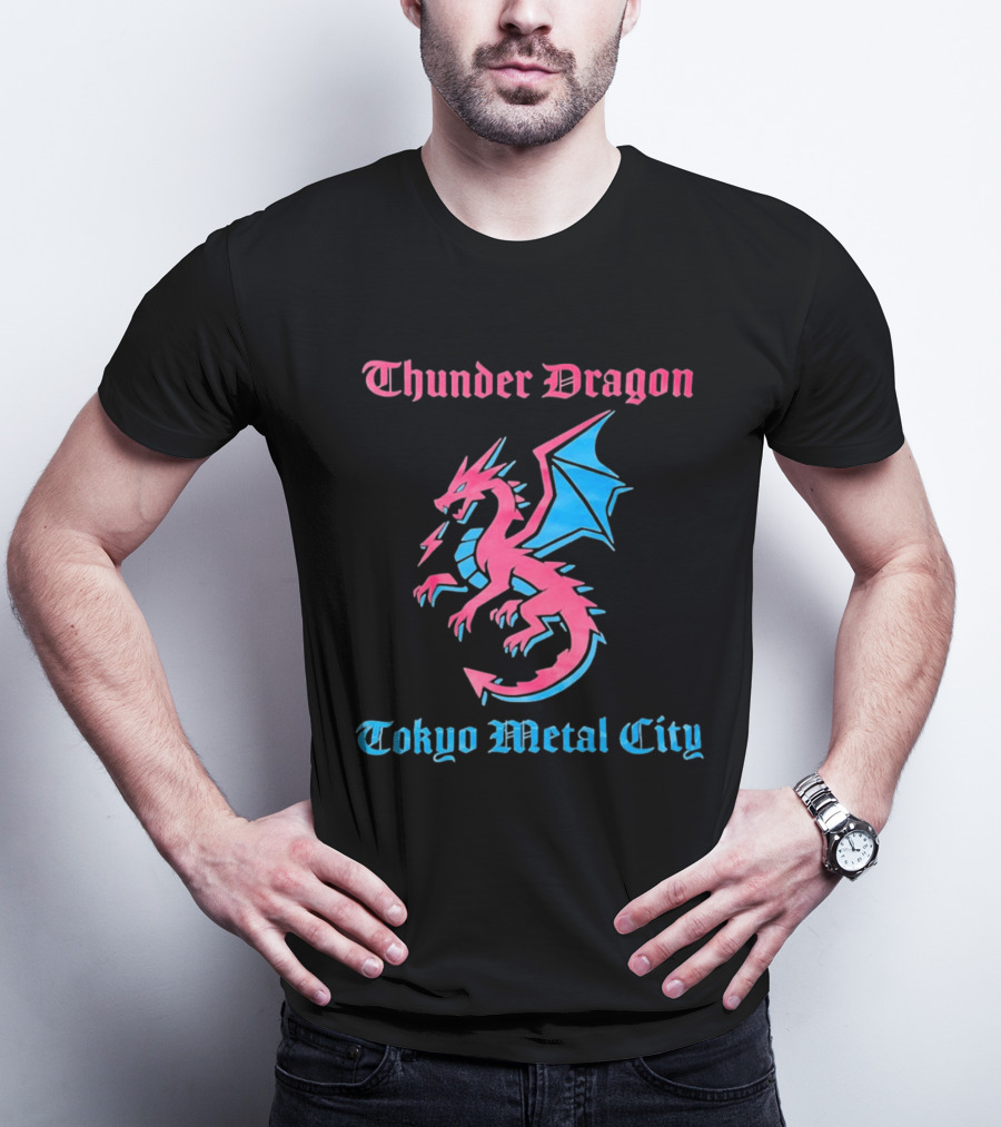 Thunder Dragon Tokyo Metal City Fantasy Dragon Winged Creature T-Shirt