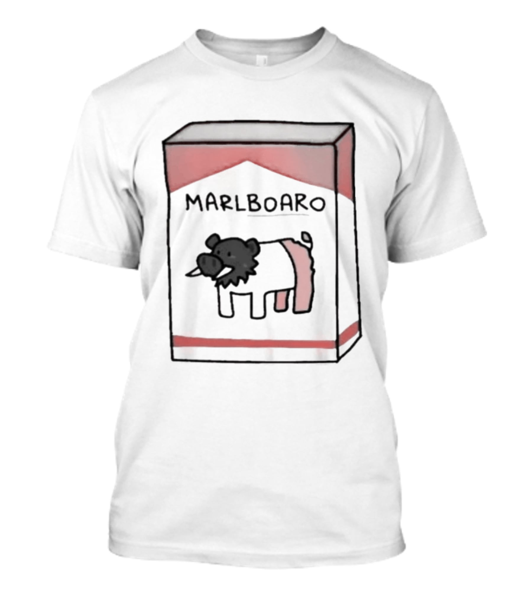 Marlboaro Boar Pig Pack Cigarette Cartoon T-Shirt